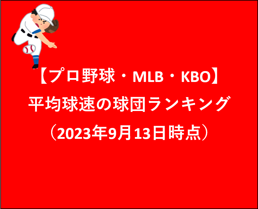 第372回 【プロ野球】【MLB】【KBO】平均球速の球団ランキング（2023年） - データで野球を楽しもう